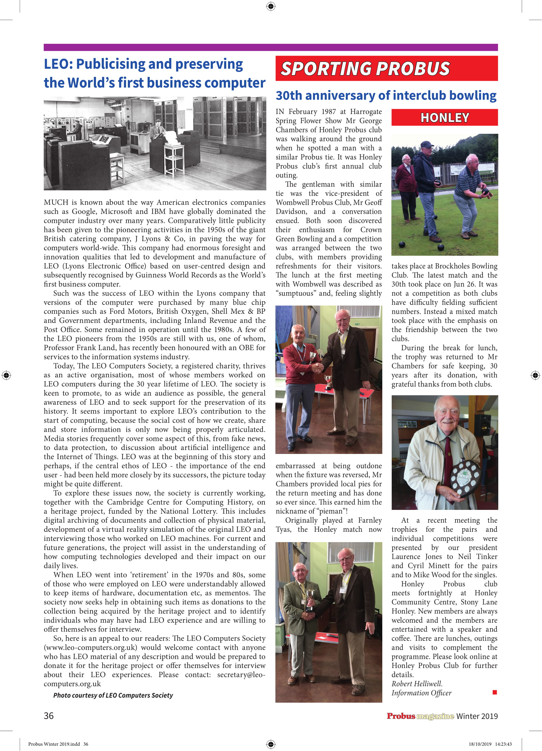 Neville Lyons Probus Magazine Article – Probus '83